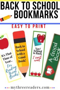 Back to School Printable Bookmarks | My Three Readers